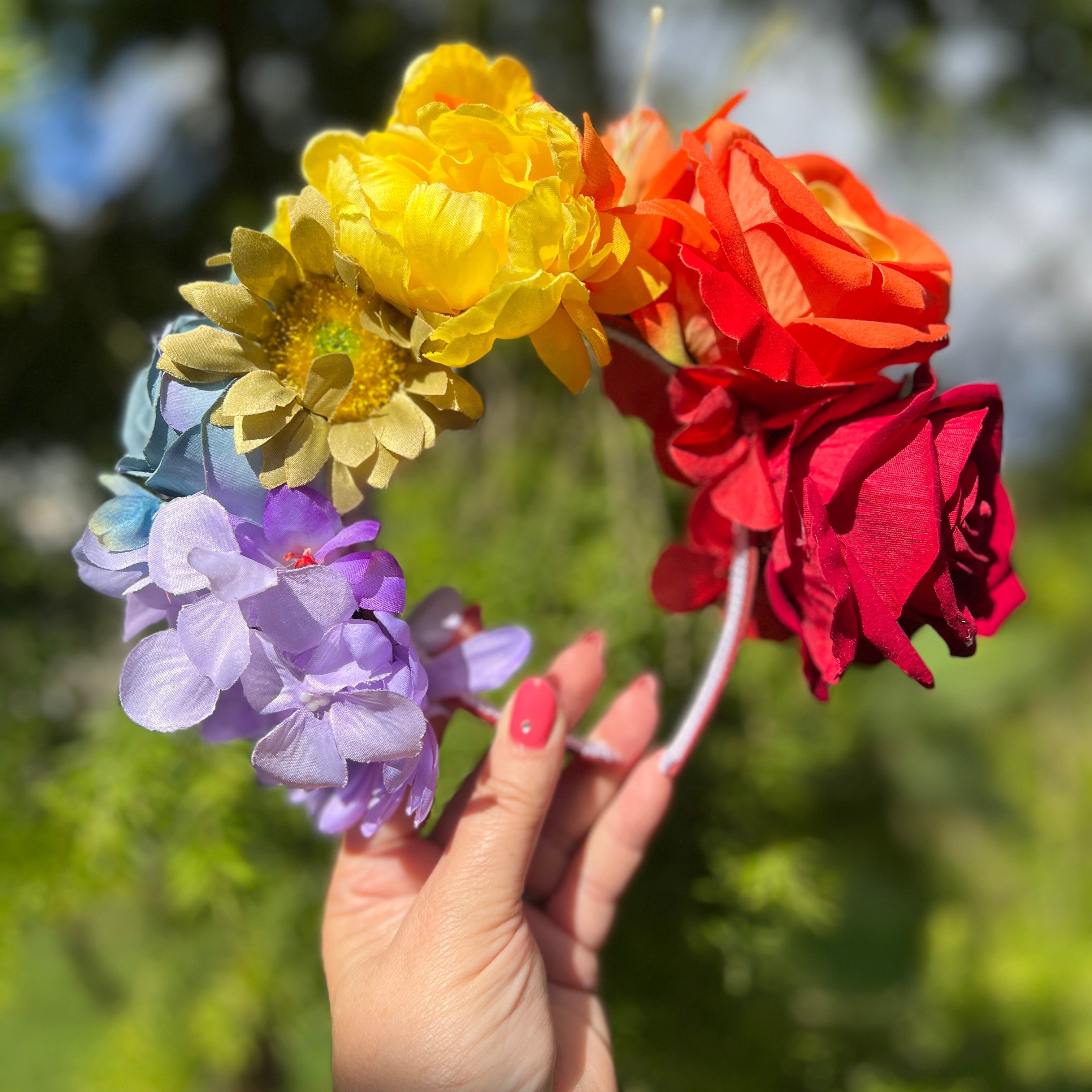 Asha Rainbow Flower crown [Large] – Red Hot Blue Design T/A ...