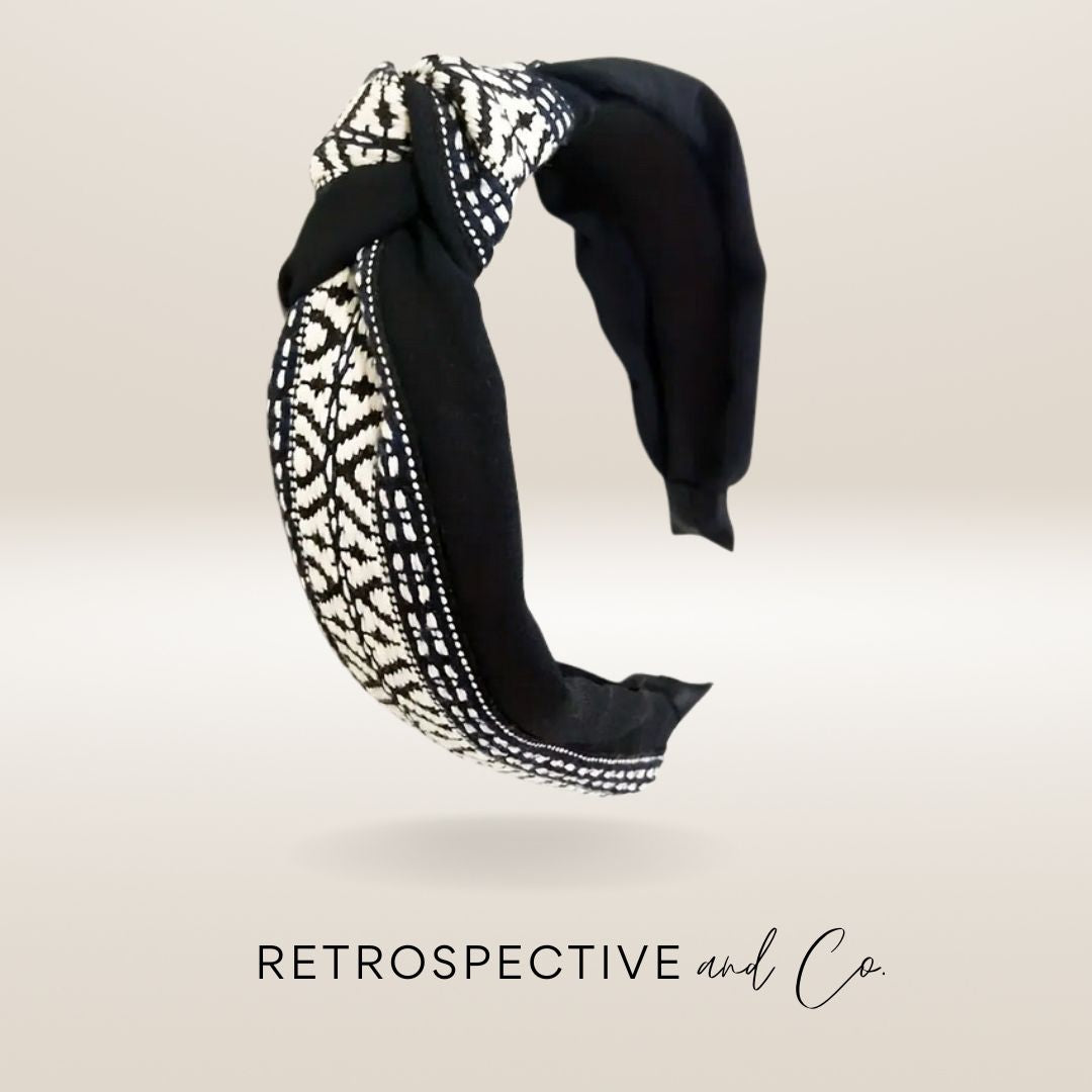 boho brocade Alice band [Black/white) – Retrospective & Co.
